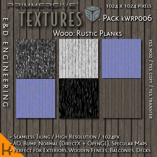 Second Life Marketplace - [kWRP006] 1024px Wood Plank Textures with AO ...