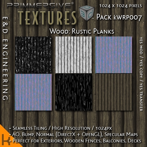 Second Life Marketplace - [kWRP007] 1024px Wood Plank Textures with AO ...