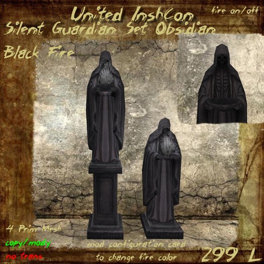Second Life Marketplace - *UI* Silent Guardian Set Obsidian Black Fire v