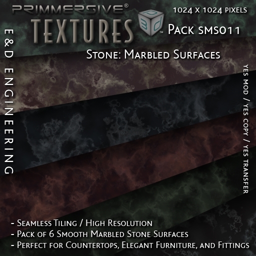 Second Life Marketplace - [SMS011] 6 1024px Smooth Marble Stone Texture ...