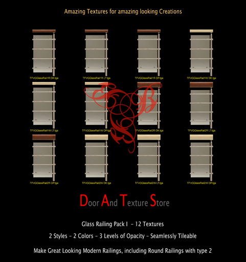 Second Life Marketplace - Modern Glass Railing Texture Pack Glass Rail ...