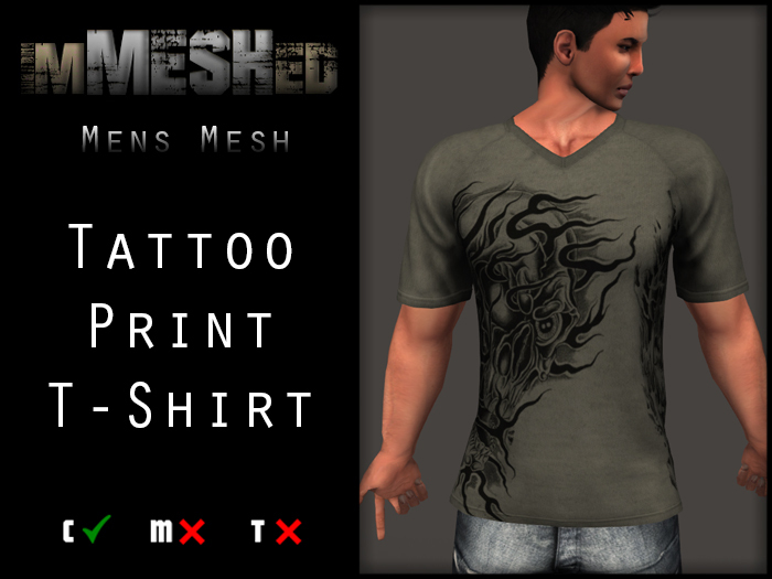 Second Life Marketplace - imMESHed - Tattoo Print - T-Shirt