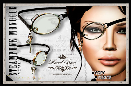 Second Life Marketplace - PIXEL BOX - Steampunk Monocle Right (box)