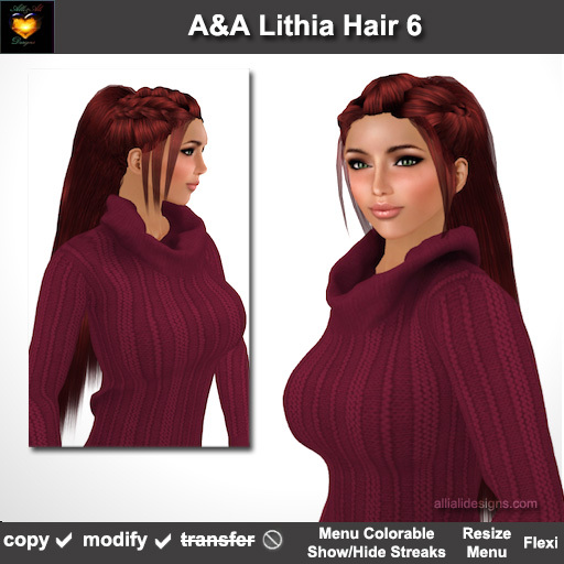 Second Life Marketplace - A&A Lithia Hair Flame (Color 6). Long hair ...