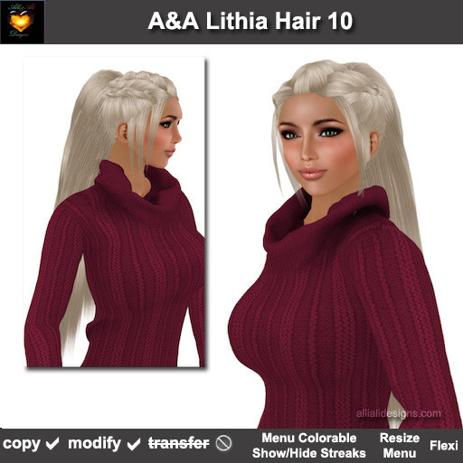 Second Life Marketplace - A&A Lithia Hair Platinum (Color 10). Long ...