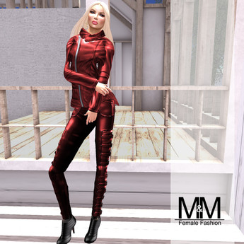 Second Life Marketplace - M&M-LEATHER JACKET AND PANT RED