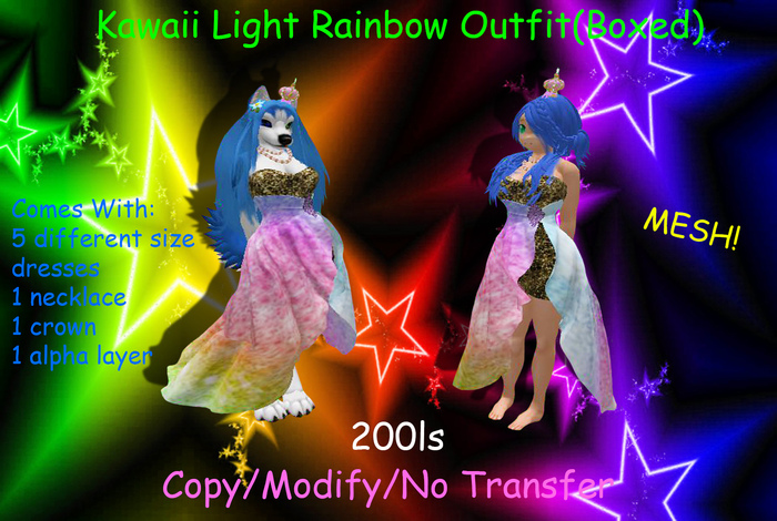 Second Life Marketplace - Kawaii Light Rainbow Outfit(Boxed)