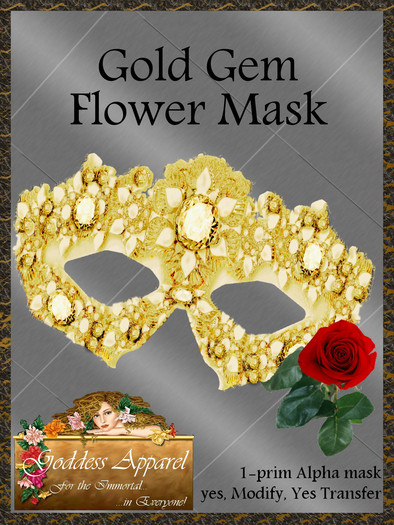 Second Life Marketplace - *Goddess* Gem Flower Gold Mask