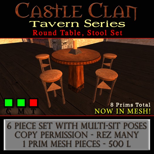 Second Life Marketplace - ROUND TABLE TAVERN SET by Castle Clan - Mesh ...