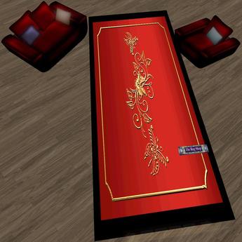Second Life Marketplace - Asian runner2, Red, Gold & Black (#R8) floral