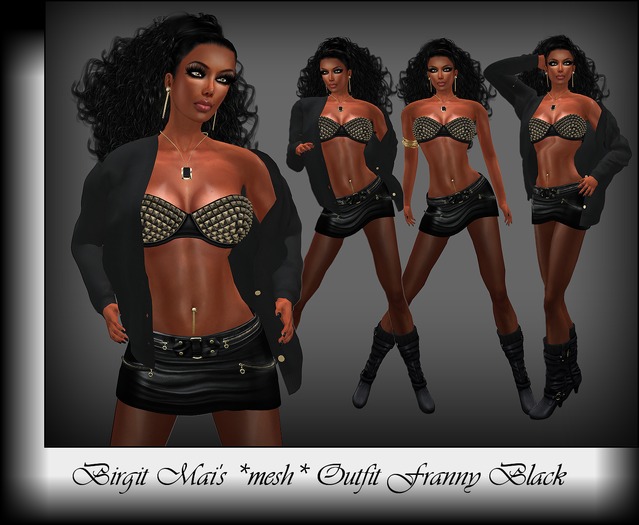 Second Life Marketplace - Birgit Mai's *MESH* Outfit Franny Black (BOXED)