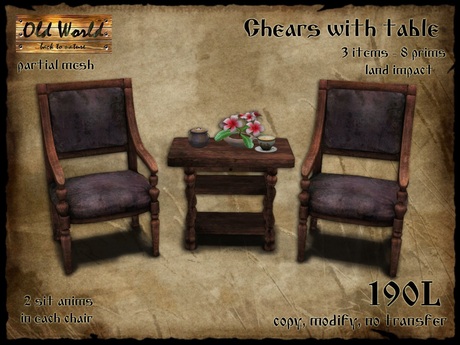 Second Life Marketplace - Little table with chairs and tea - Old World ...