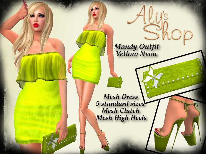 Second Life Marketplace - *Aly's Shop* Mandy Outfit Yellow Neon