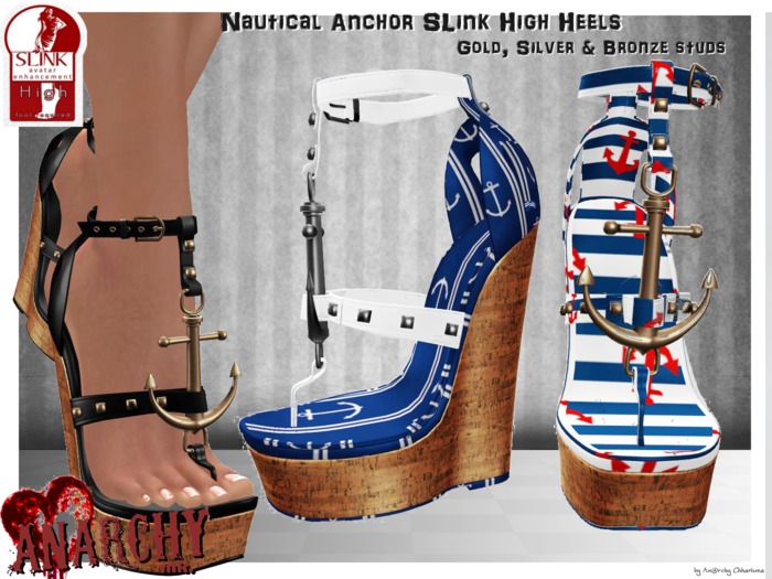 Second Life Marketplace - *An@rchy Ink* Nautical SLink High Heels [Anchors]
