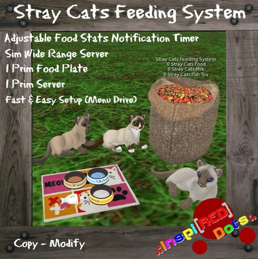 Second Life Marketplace - Stray Cats Feeding System 1.75b (Crate) SIM WIDE