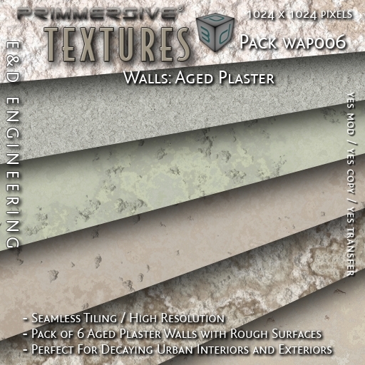 Second Life Marketplace - [WAP006] 6 1024px Aged Plaster Walls with ...