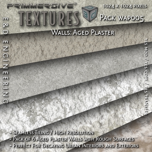 Second Life Marketplace - [WAP005] 6 1024px Aged Plaster Walls with ...