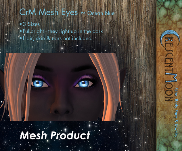 Second Life Marketplace - Crescent Moon ~ Mesh Eyes ~ Ocean blue/Full ...