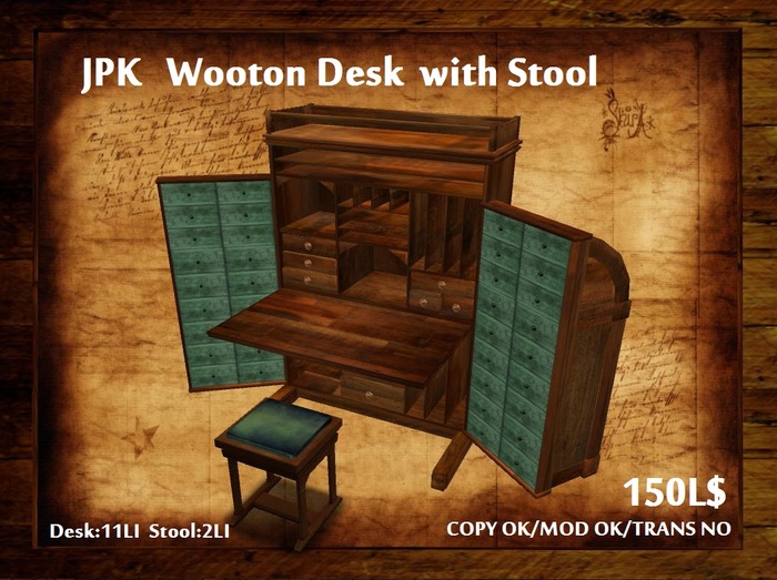 Second Life Marketplace - **JPK Wooton Desk BOX