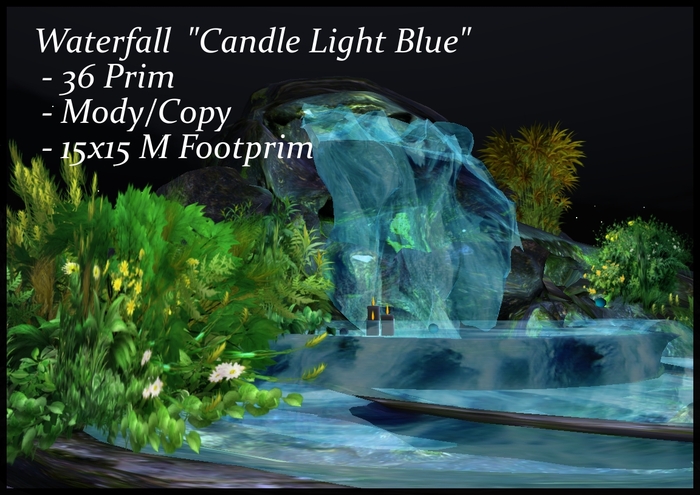 Second Life Marketplace - Waterfall Candle Light Blue ( Cave Grotto ...