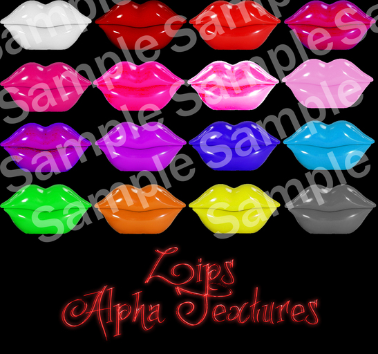 Second Life Marketplace - 16 Glossy Lips Lipstick Kiss Alpha Textures
