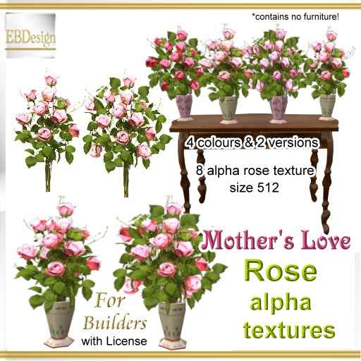 Second Life Marketplace - EBDesign Mother's Love Rose alpha textures
