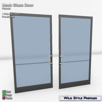 Second Life Marketplace - Mesh Glass Door - Framed - push/pull handles ...