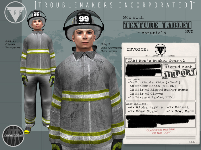 Second Life Marketplace - [TRB] Men's Bunker Gear v2: Airport