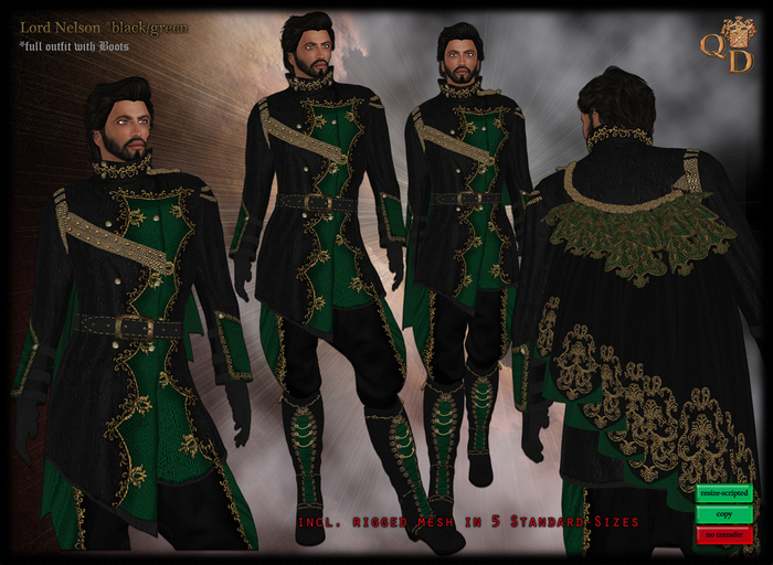 Second Life Marketplace - Lord Nelson (green) *wear to unpack