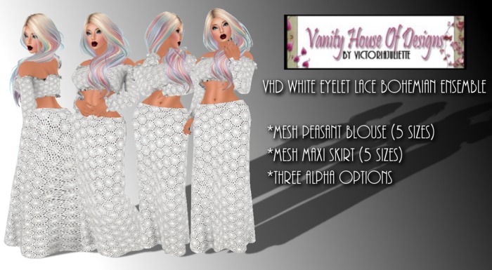 Second Life Marketplace - VHD White Eyelet Lace Bohemian (boxed)