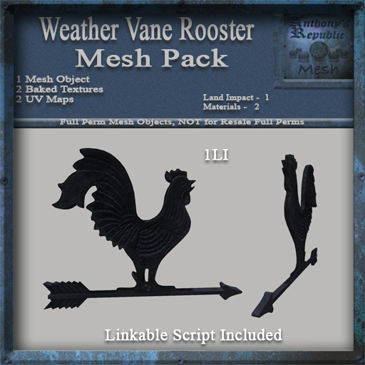 Second Life Marketplace - Rooster Weather Vane Mesh Pack, Farm Barn ...