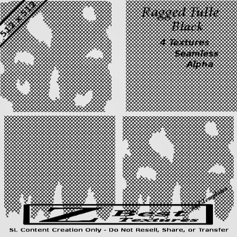 Second Life Marketplace - Z Best Textures - Ragged Tulle (Alpha) Half ...