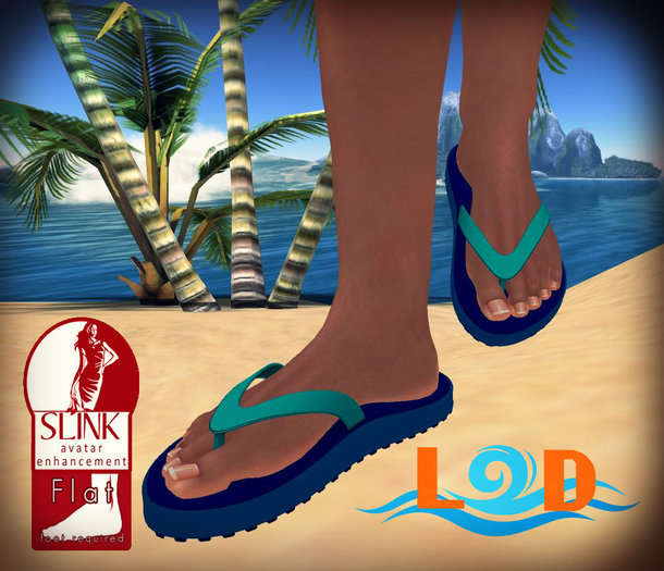 Second Life Marketplace - LaZy DaZe (LD) Slink Blue Flip Flops