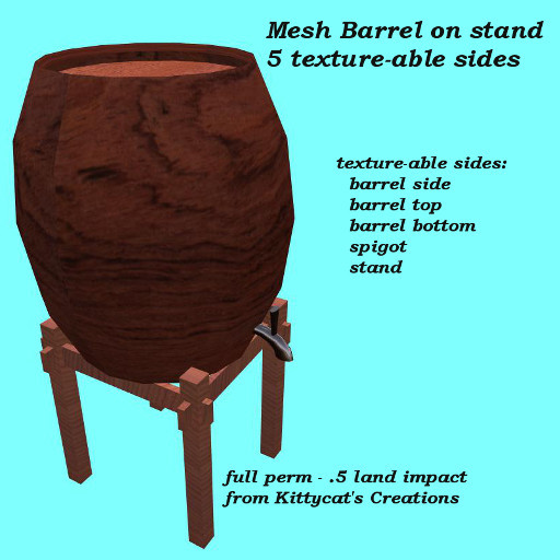 Second Life Marketplace - Mesh barrel on square stand 5 sides box
