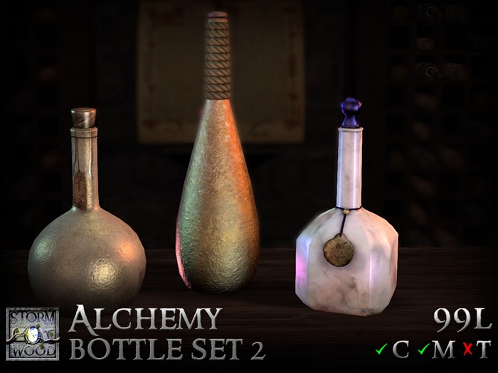 Second Life Marketplace - Stormwood: Mesh Alchemy Bottles (set 2)