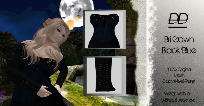 Second Life Marketplace - .::DD::. Bri Gown Black/Blue *Boxed*