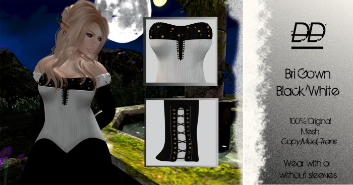 Second Life Marketplace - .::DD::. Bri Gown Black/White *Boxed*