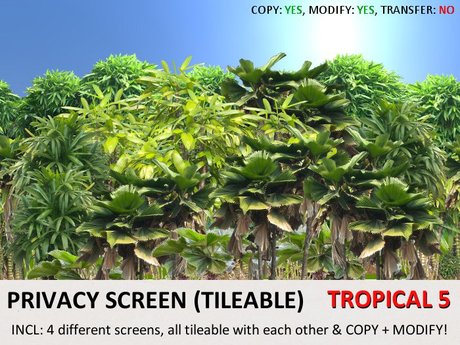 Second Life Marketplace - *DQ* PRIVACY SCREENS - TROPICAL 5 (COPY/MOD ...