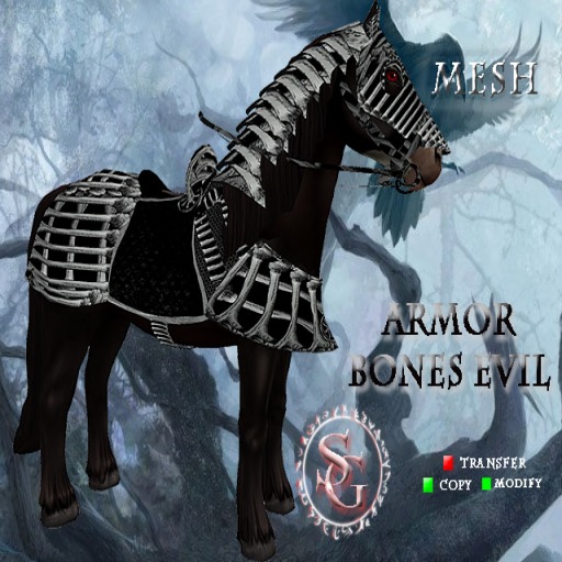 Second Life Marketplace - Evil Bones Horse Armor(BOX)