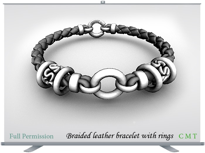 Second Life Marketplace - Braided leather bracelet with rings Full ...
