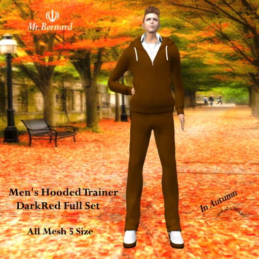 Second Life Marketplace - 17-3 Men's Hooded Trainer Full Set ( Dark Red )