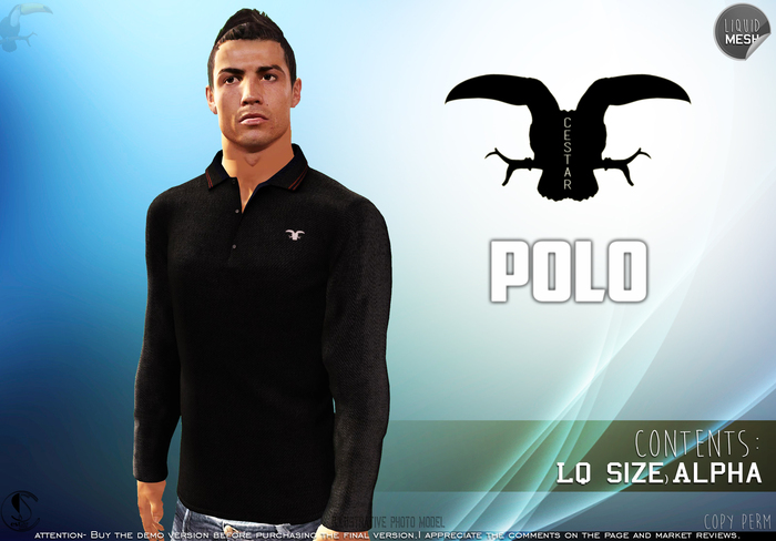 Second Life Marketplace - Polo_ Cestar Mesh - Black