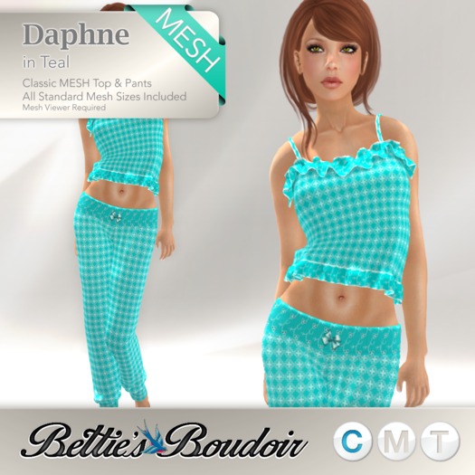 Second Life Marketplace - Bettie's Boudoir "Daphne" Pajamas - in Teal