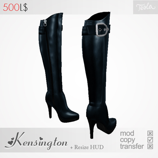 Second Life Marketplace - - TESLA - Kensington Tall Boots *bluesteel*