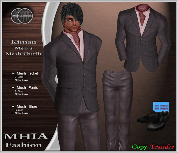 Second Life Marketplace - [MHIA] Kiman Mens Formal Grey