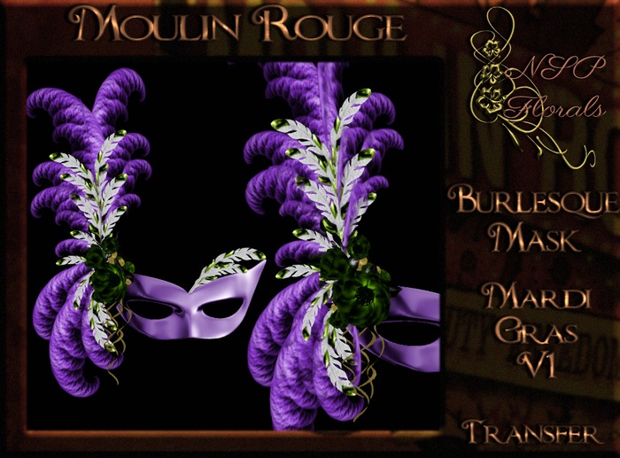 Second Life Marketplace - NSP Moulin Rouge Burlesque Mask (Mardi Gras ...