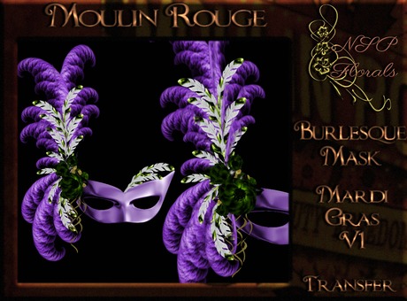 Second Life Marketplace - NSP Moulin Rouge Burlesque Mask (Mardi Gras ...