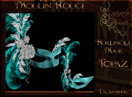 Second Life Marketplace - NSP Moulin Rouge Burlesque Mask (Topaz) boxed
