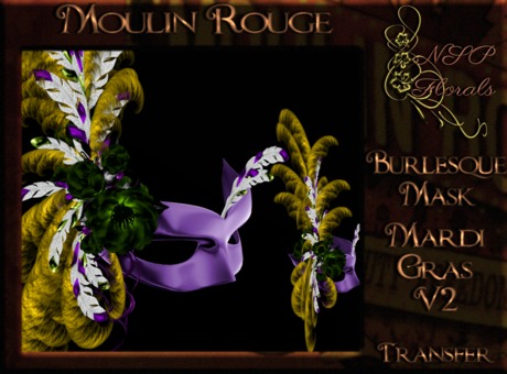 Second Life Marketplace - NSP Moulin Rouge Burlesque Mask (Mardi Gras ...