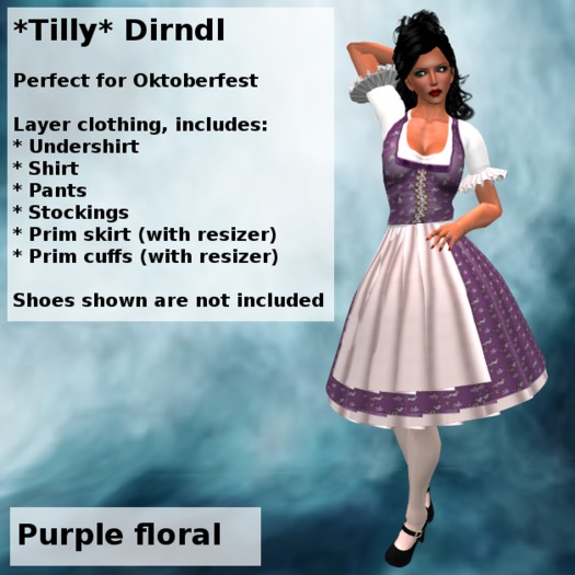 Second Life Marketplace - *Tilly* Dirndl Outfit Purple Floral
